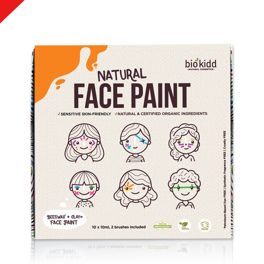 BioKidd Natural Face Paint, 10 Water Based Colours